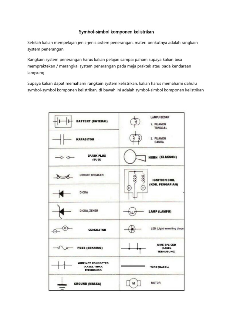 Simbol Komponen Kelistrikan Otomotif | PDF