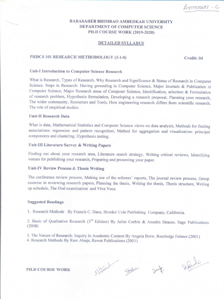 PHD Course Work Syllabus | PDF | Plagiarism | Open Access PHD Course Work Syllabus | PDF | Plagiarism | Open Access
