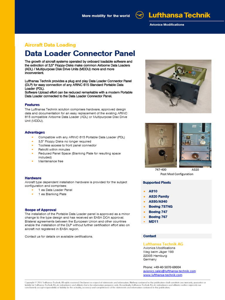 Data Loader Connector Panel Flyer | PDF | Floppy Disk | Aircraft