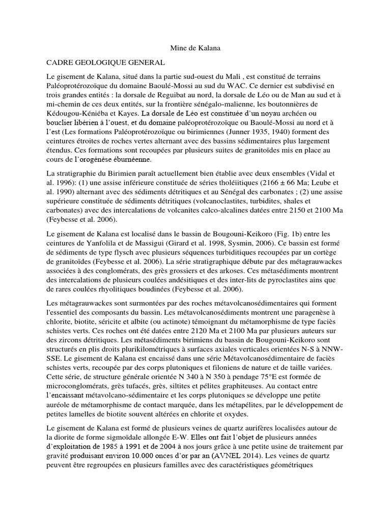 Mine de Kalana | PDF | Grès | Géologie