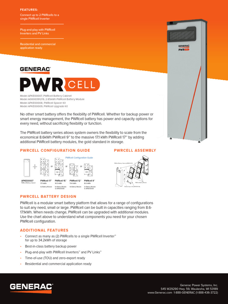 Pwrcell Smart-Battery Datasheet | PDF | Quantity | Power (Physics)