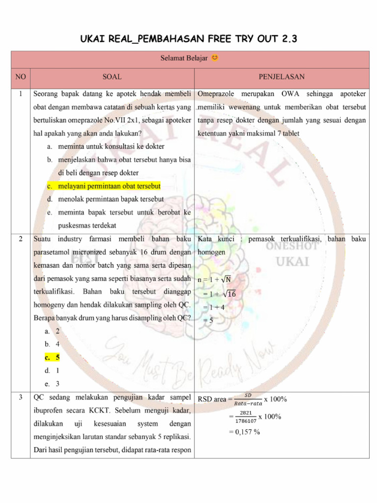 UKAI REAL - Pembahasan 100 Soal Free TO 2.3 | PDF