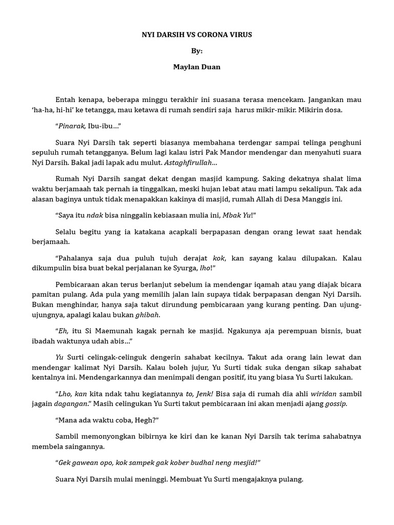Nyi Darsih VS Corona Virus | PDF | Agama & Spiritualitas