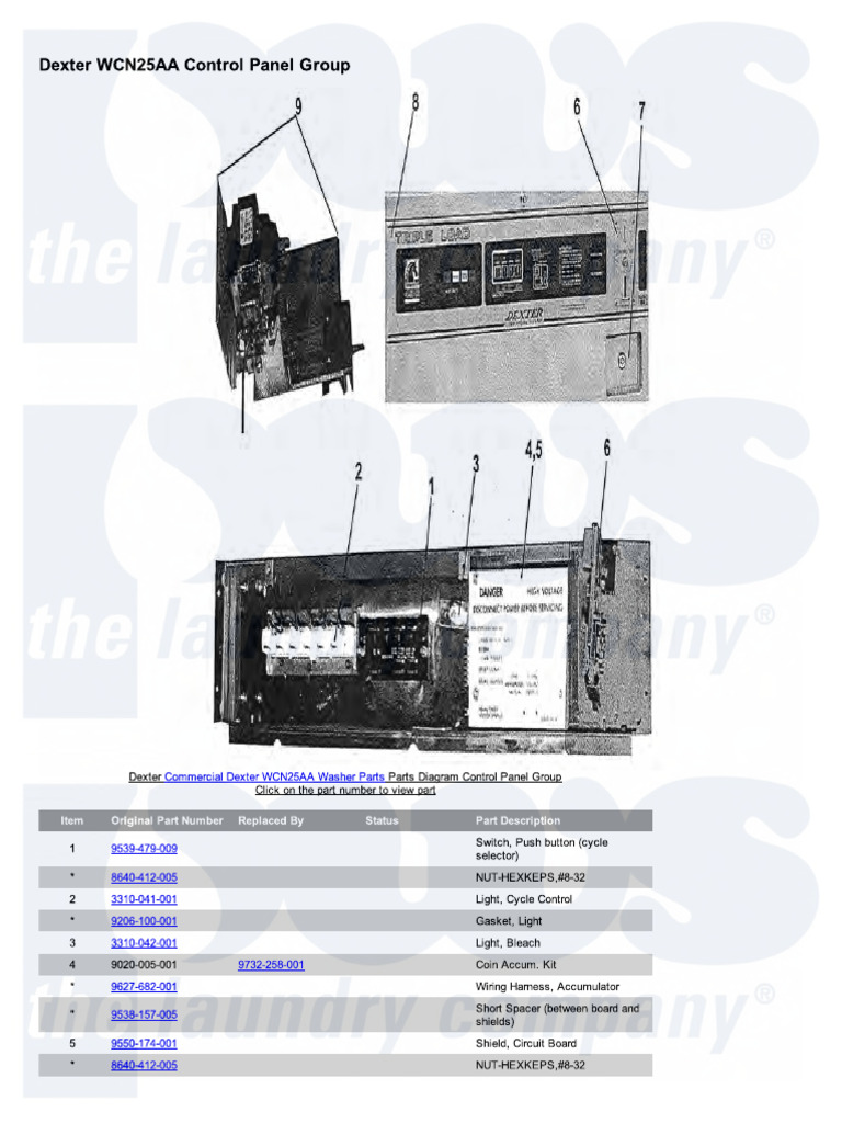Dexter WCN25AA Control Panel Group | PDF