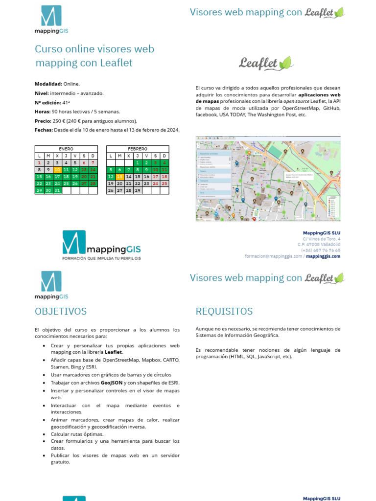 MappingGIS Programa Curso Visores Web Mapping Con Leaflet | PDF | Red mundial | Internet y web