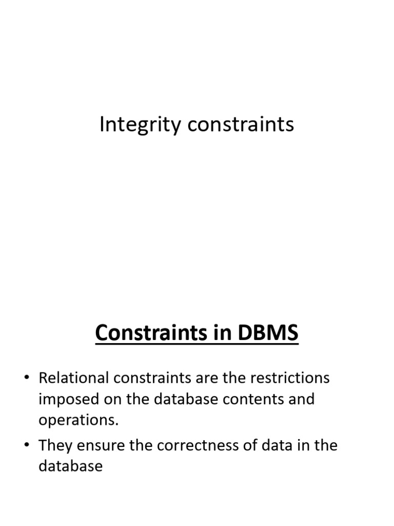 Integrity Constraints - 221003 - 105603 | PDF | Relational Database ...