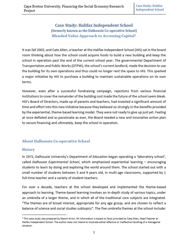 Case Study - Halifax Independent School | Download Free PDF | Schools ...