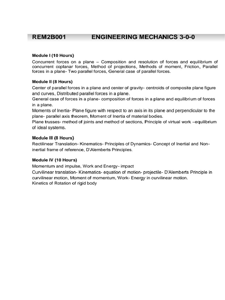 Engineering Mechanics Overview and Concepts | PDF | Friction | Force