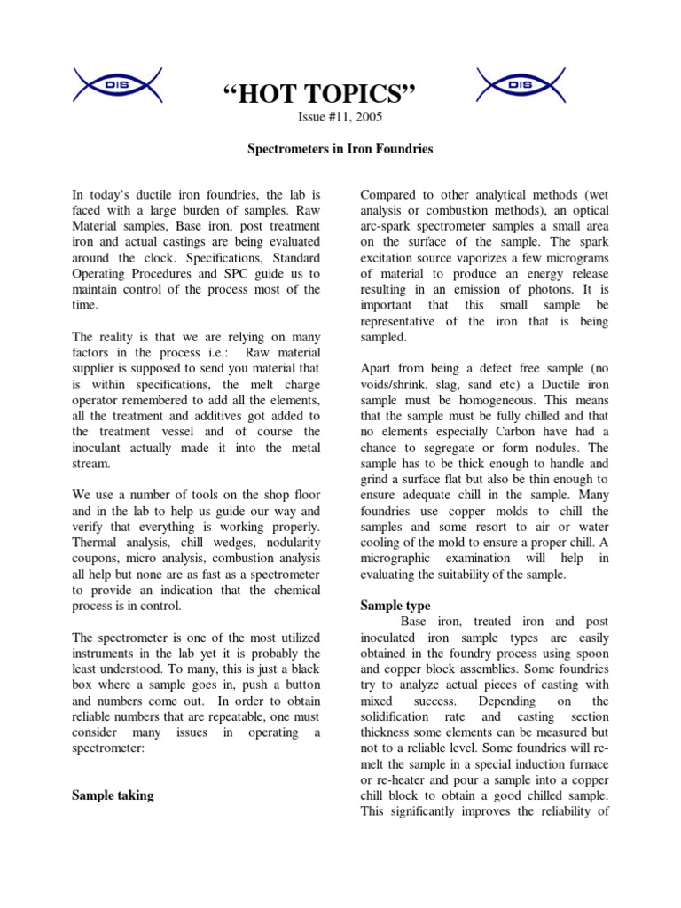 Spectrometer Insights for Foundries | PDF | Foundry | Iron