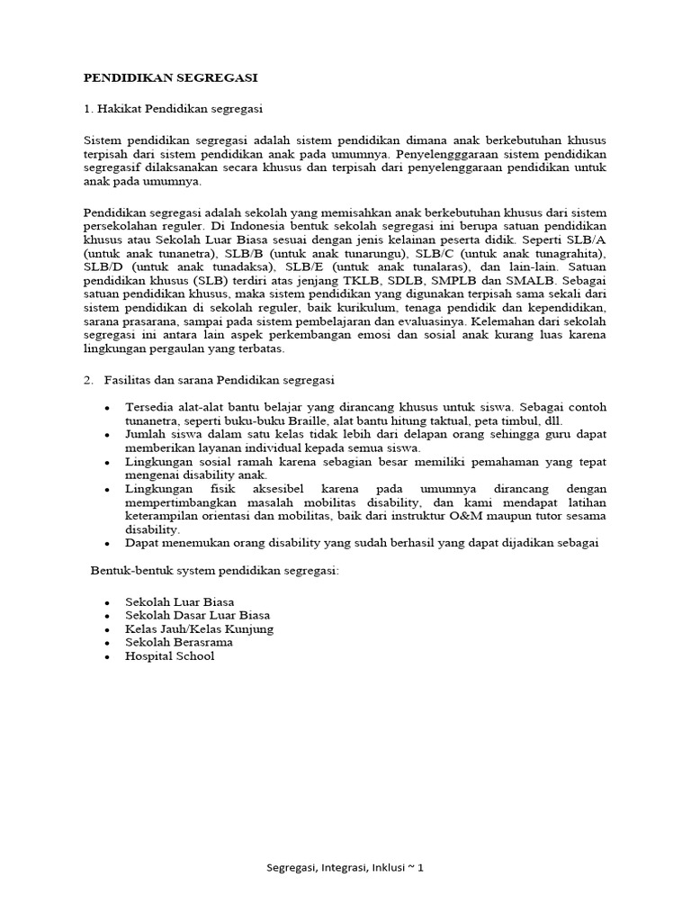 Pendidikan Segregasi | PDF | Kesehatan Holistik