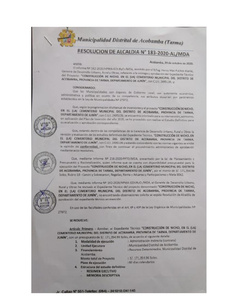 Aprob Expediente Tecnico | PDF