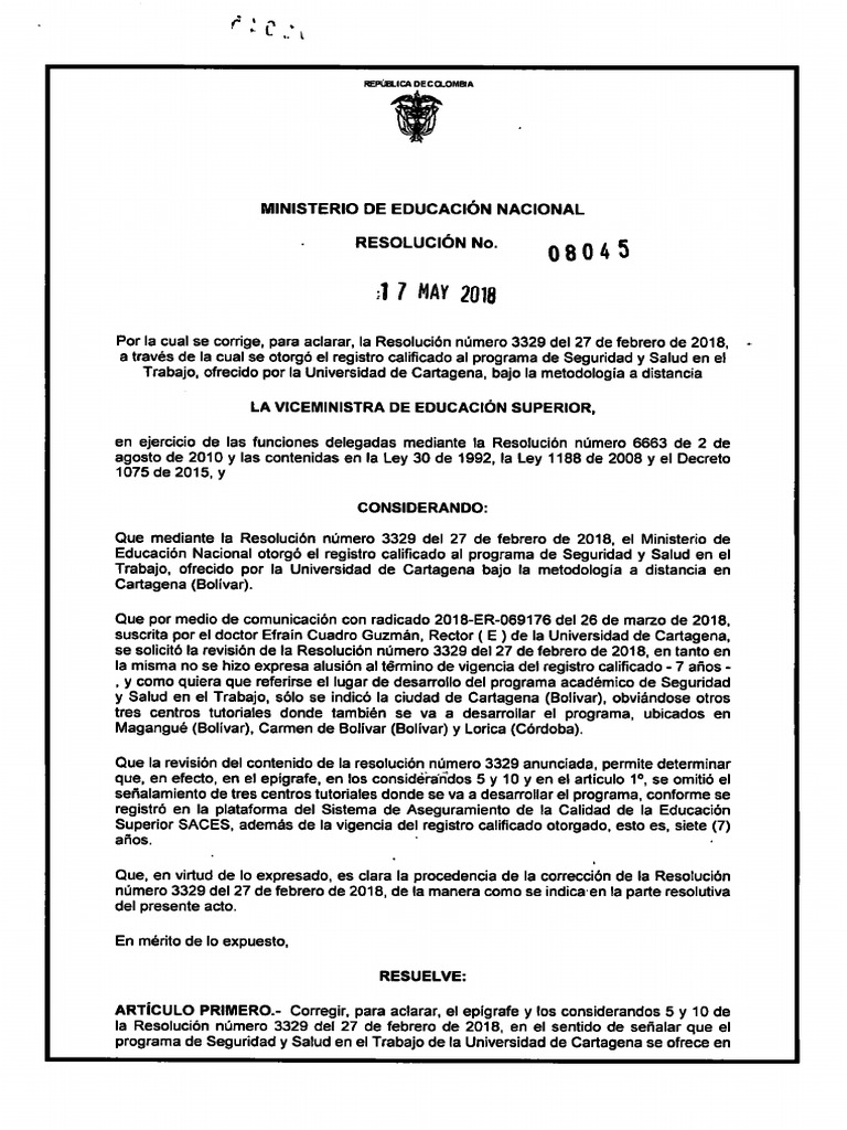 Copia Registro Calificado Del Programa Pdf