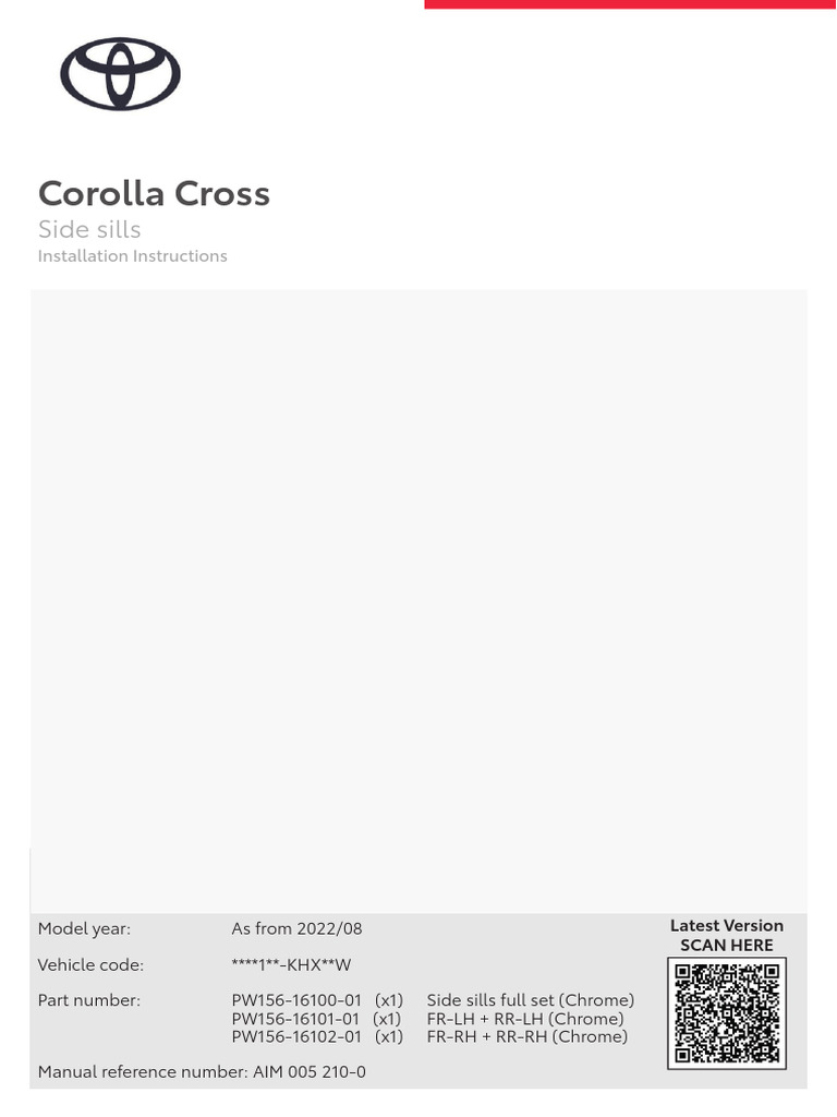 Corolla Cross Side Sills Installation | PDF | Motor Vehicle ...