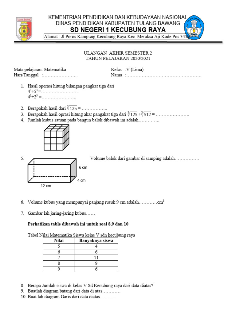 Soal Matematika Kelas 5 Sem 2 | PDF
