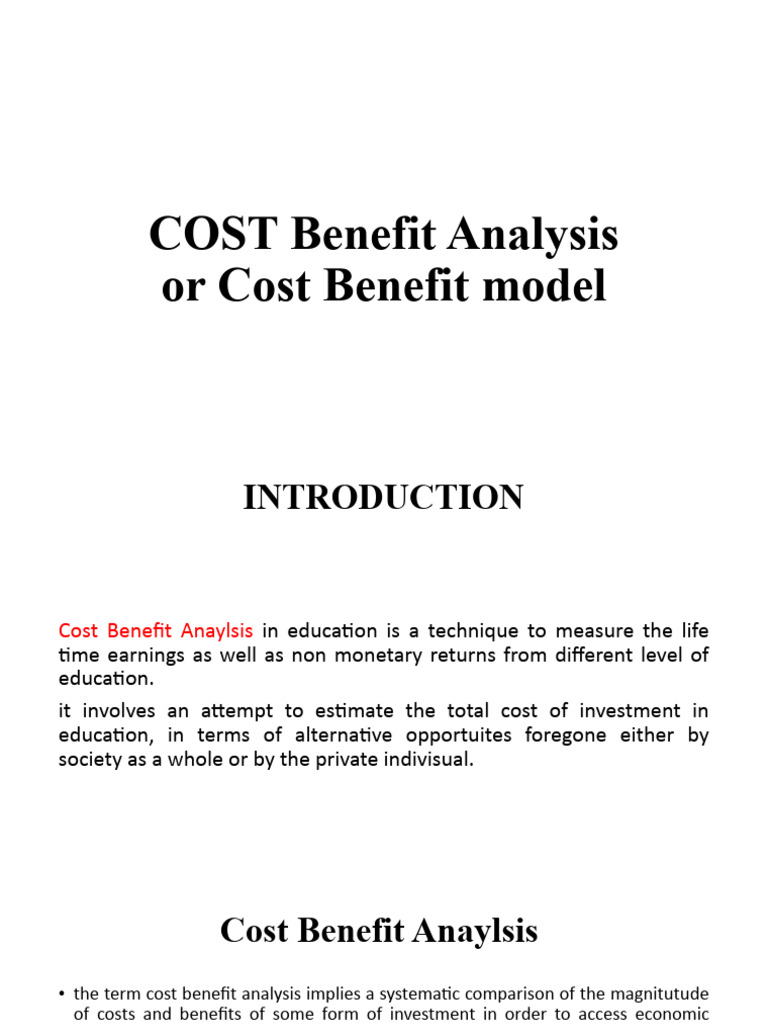 COST Benefit Analysis | PDF | Cost–Benefit Analysis | Cost