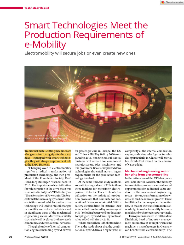 PhotonicsViews - 2019 - Smart Technologies Meet The Production Requirements of E-Mobility | PDF ...