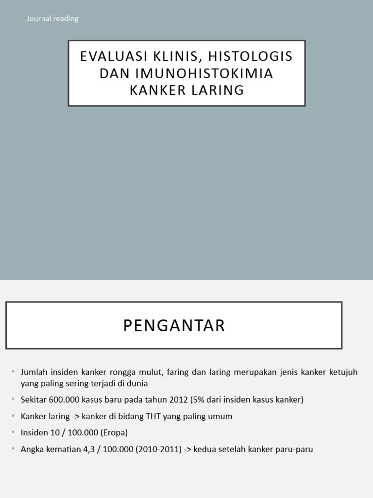 Evaluasi Klinis, Histologis Dan Imunohistokimia Kanker Laring | PDF
