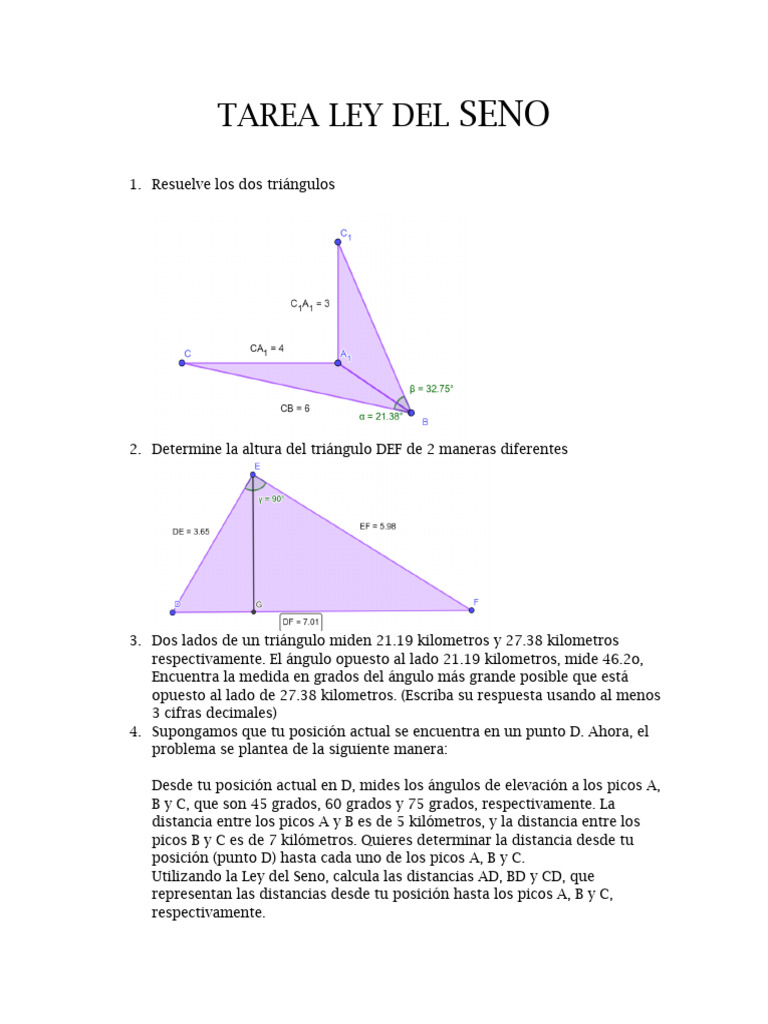 TAREA LEY DEL SENO | PDF