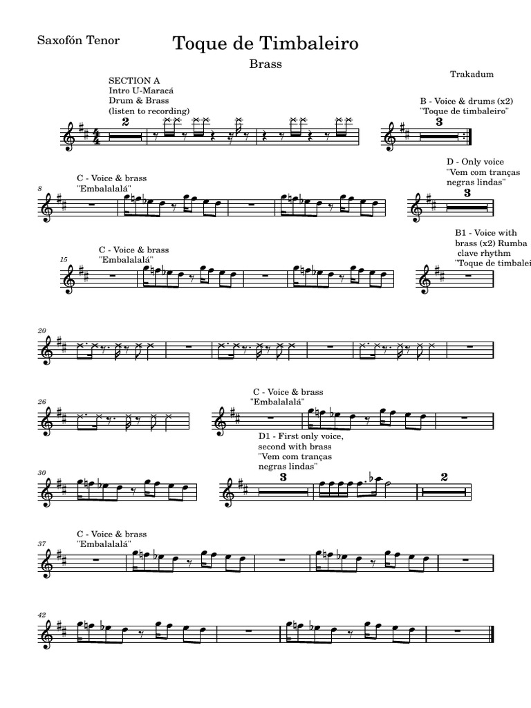 Toque de Timbaleiro-Saxofón - Tenor | PDF | Central American Music ...