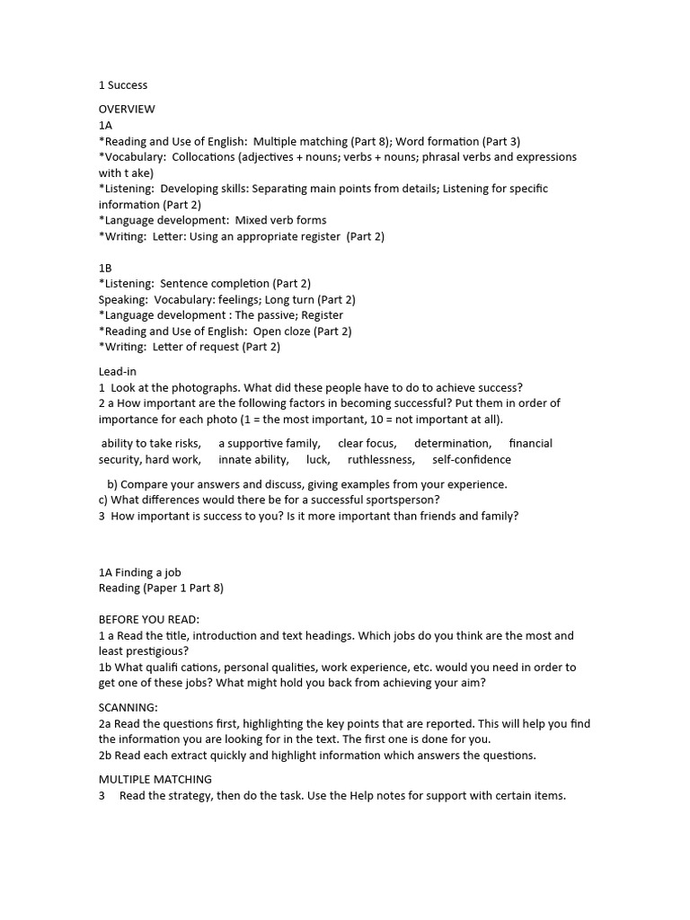 1 Success | PDF | English Language | Verb