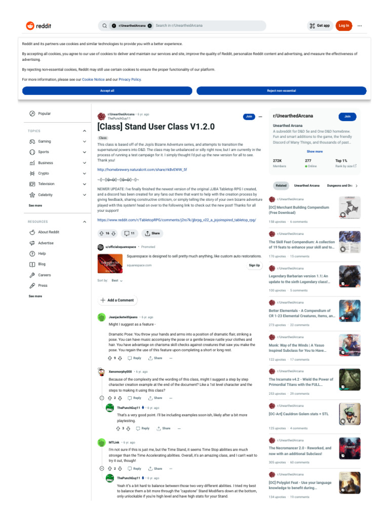 WWW Reddit Com R UnearthedArcana Comments 88jy4v Class - Stand - User ...
