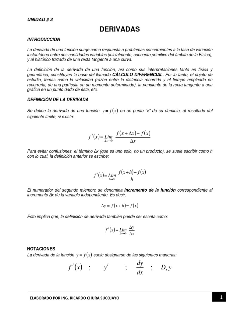 UNIDAD III DERIVADAS | PDF | Derivado | Matemáticas