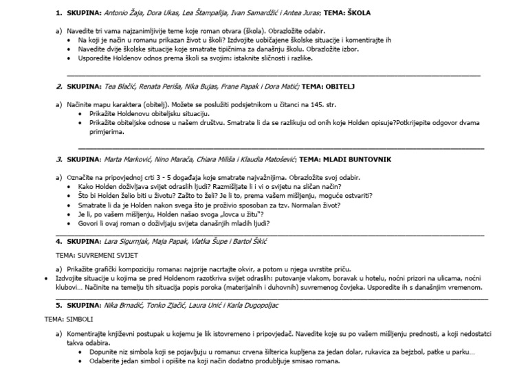 LOVAC U ŽITU - Rad U Skupinama | PDF