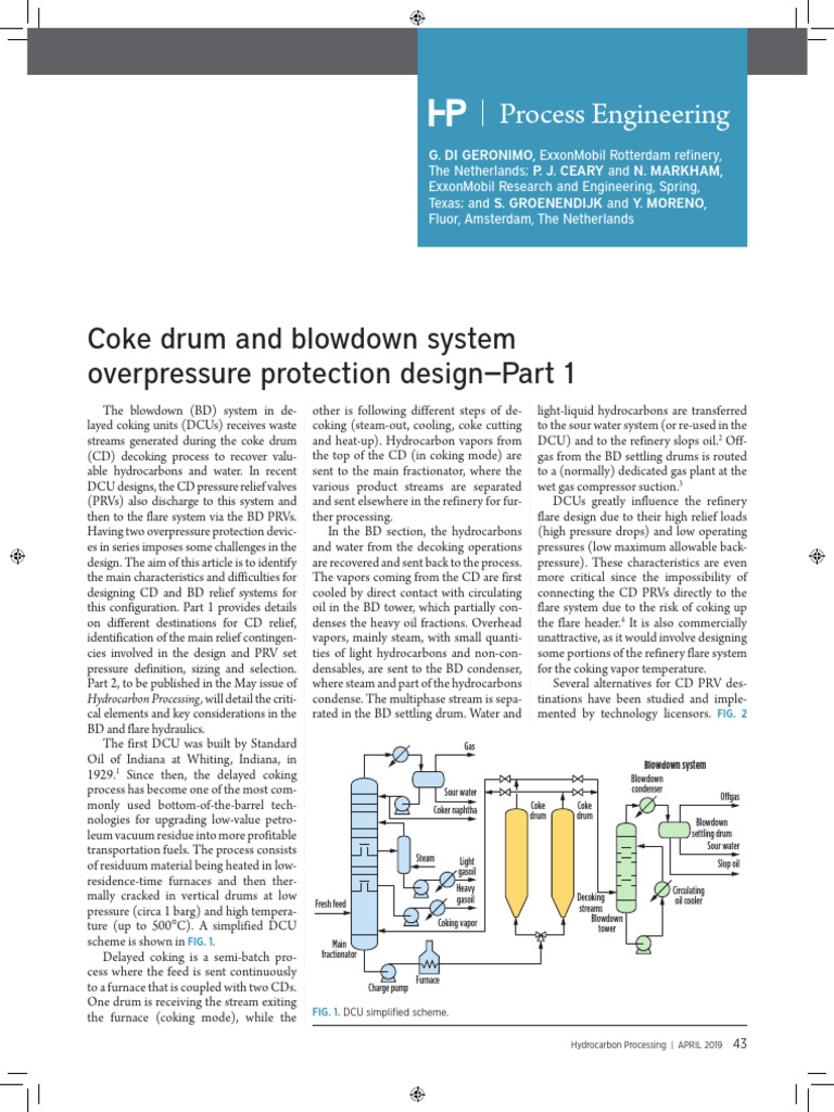 Coke Drum and Blowdown System Overpressure Protection Design | Download ...