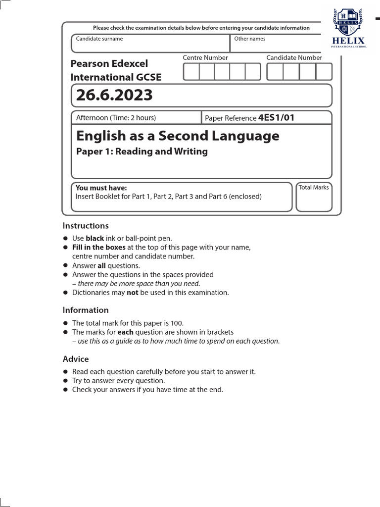 HIS IG - OL LM ESL Reading Writing Exam Question | PDF | David Beckham ...