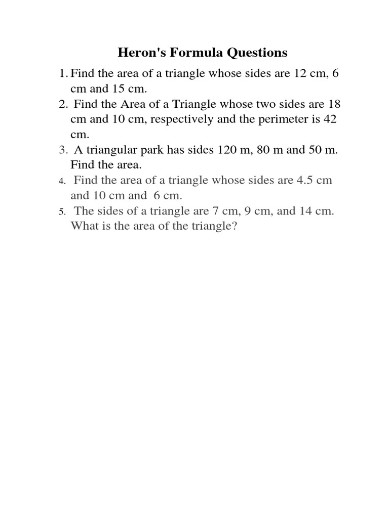 Heron Formula Questions | PDF