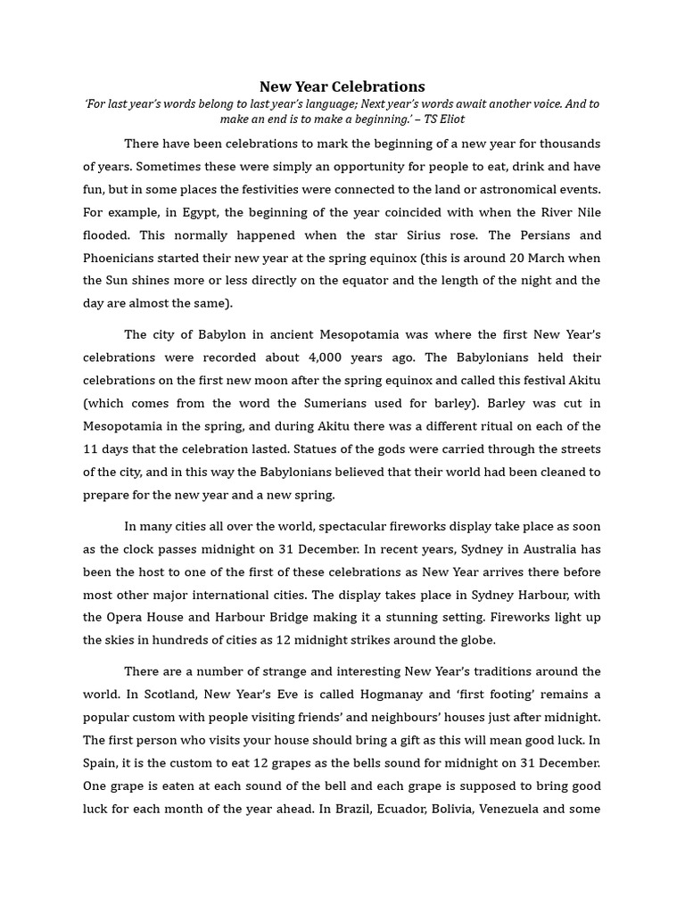 New Year Celebrations - ESL Reading Week 2 | PDF | Mesopotamia