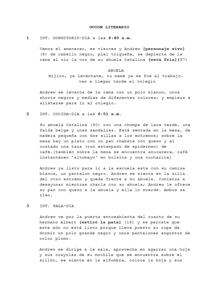 Guión Literario Cortometraje-1 | PDF