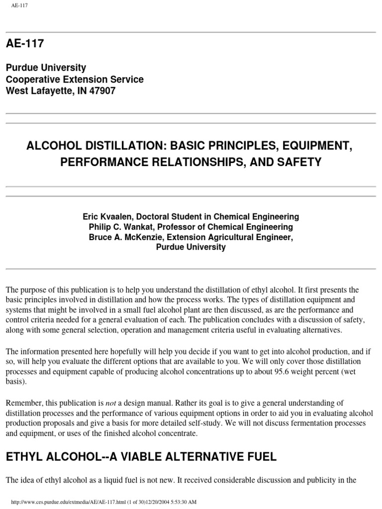 Distilation - Alcohol Distillation Basic Principals | PDF ...