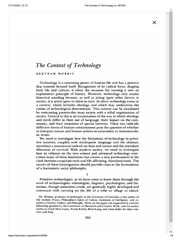 The Context of Tecnology | PDF