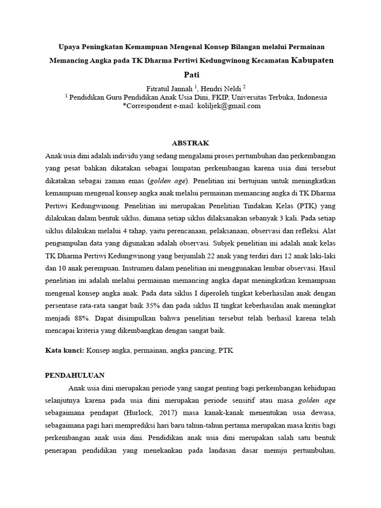 Fitratul Jannah - Peningkatan Kemampuan Mengenal Konsep Bilangan ...
