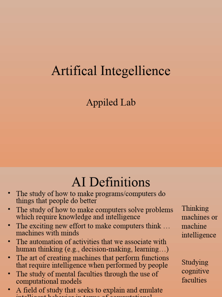 Intro Ai Appiled Lab | PDF | Artificial Intelligence | Intelligence (AI) & Semantics