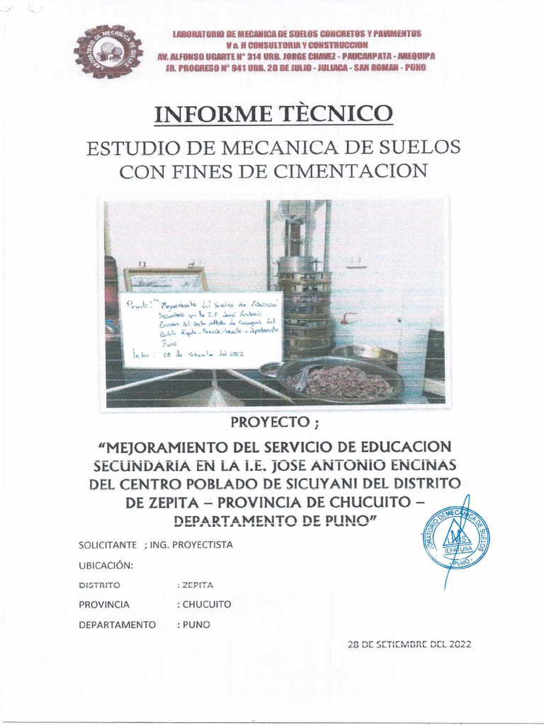 Informe Mecanica de Suelos | PDF