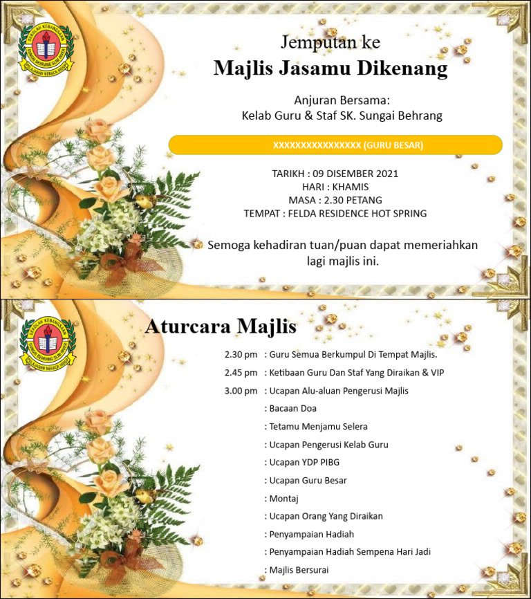 Kad Jemputan Vip Utk Majlis Perpisahan | PDF