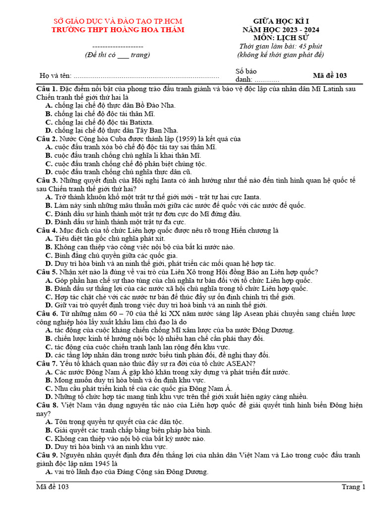 Lịch sử 12 GK1 | PDF