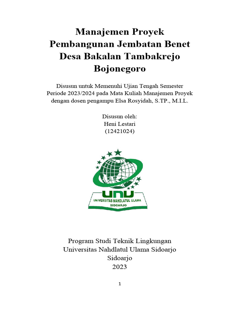 Proposal Managemen Proyek Pembangunan Jembatan | PDF | Teknologi & Rekayasa