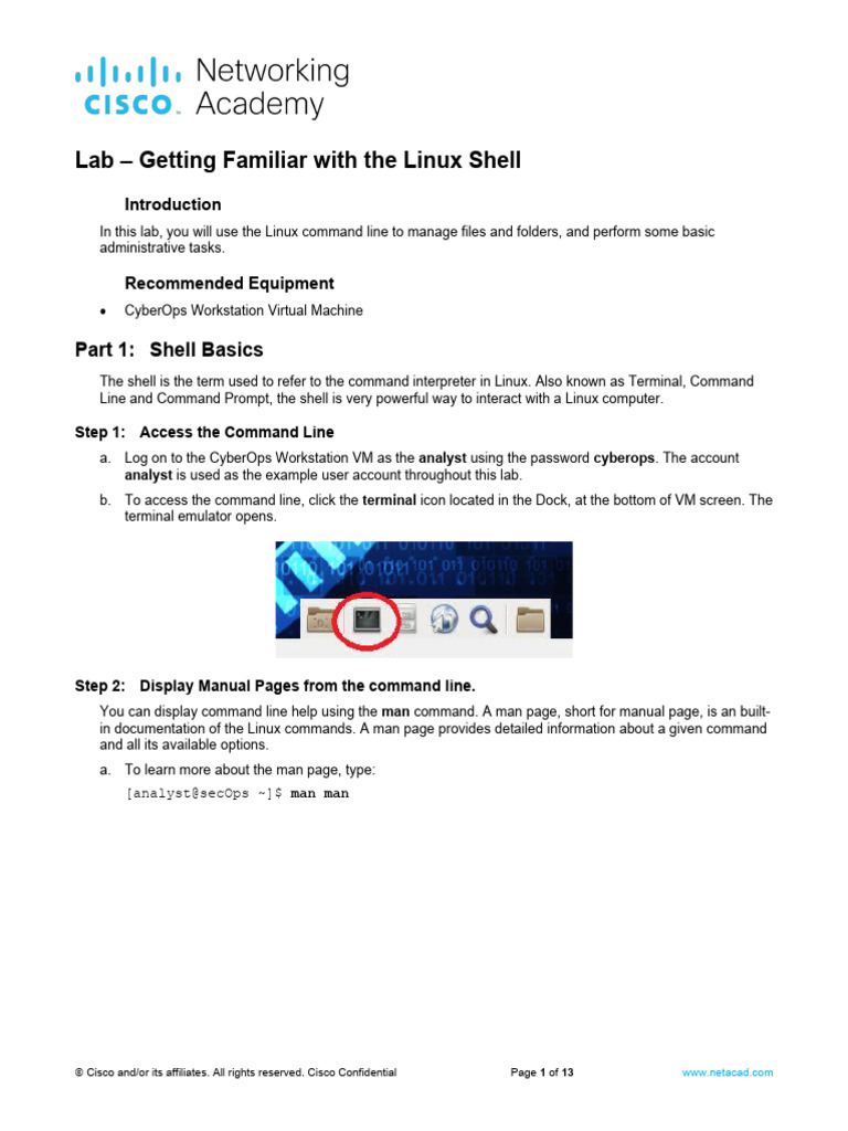 3.1.2.7 Lab - Getting Familiar With The Linux Shell | PDF | Command Line Interface | Computer File