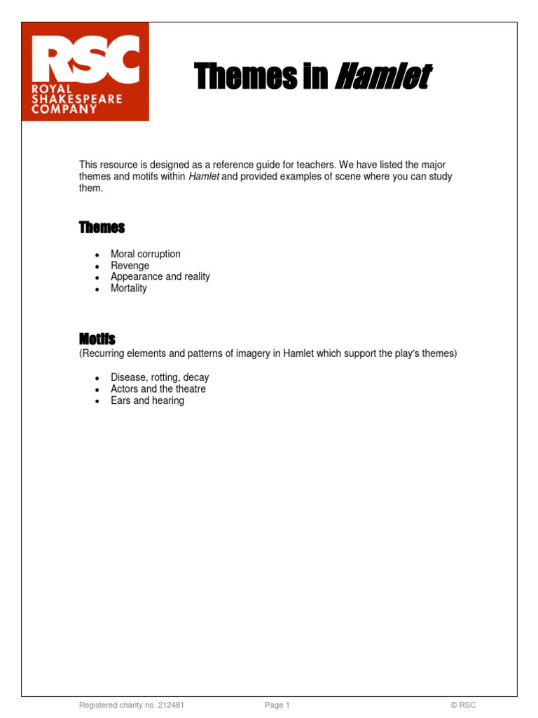 Hamlet Themes Resource | PDF | Hamlet | Shakespearean Tragedies