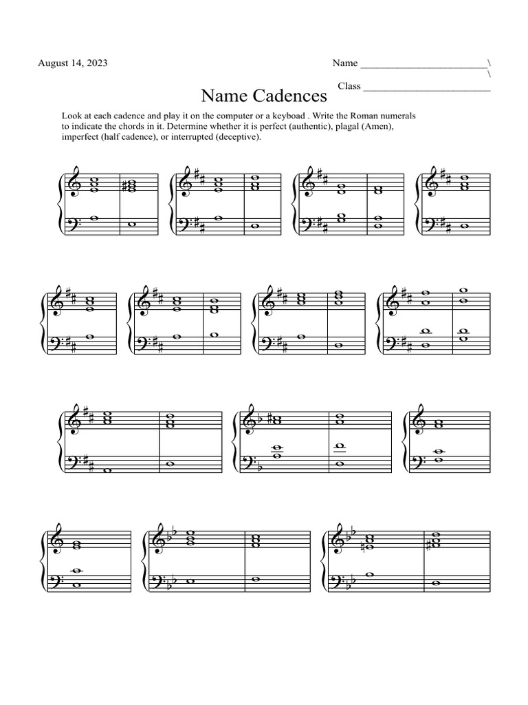 02 Name Cadences - Student - Full Score | PDF