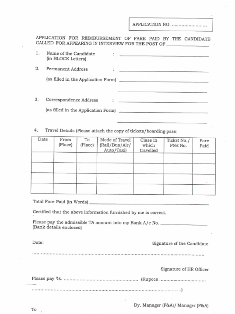 NPCIL TA - Reimbursement - Form | PDF