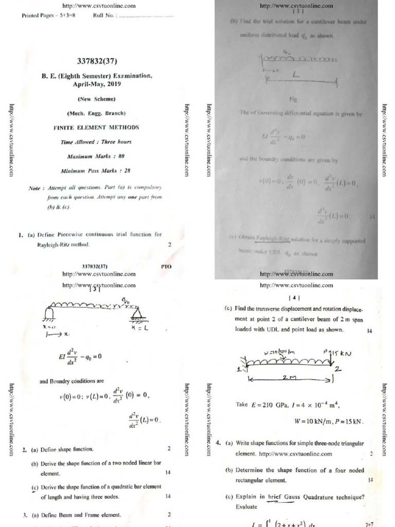 Finite Element Methods May 2019 | PDF