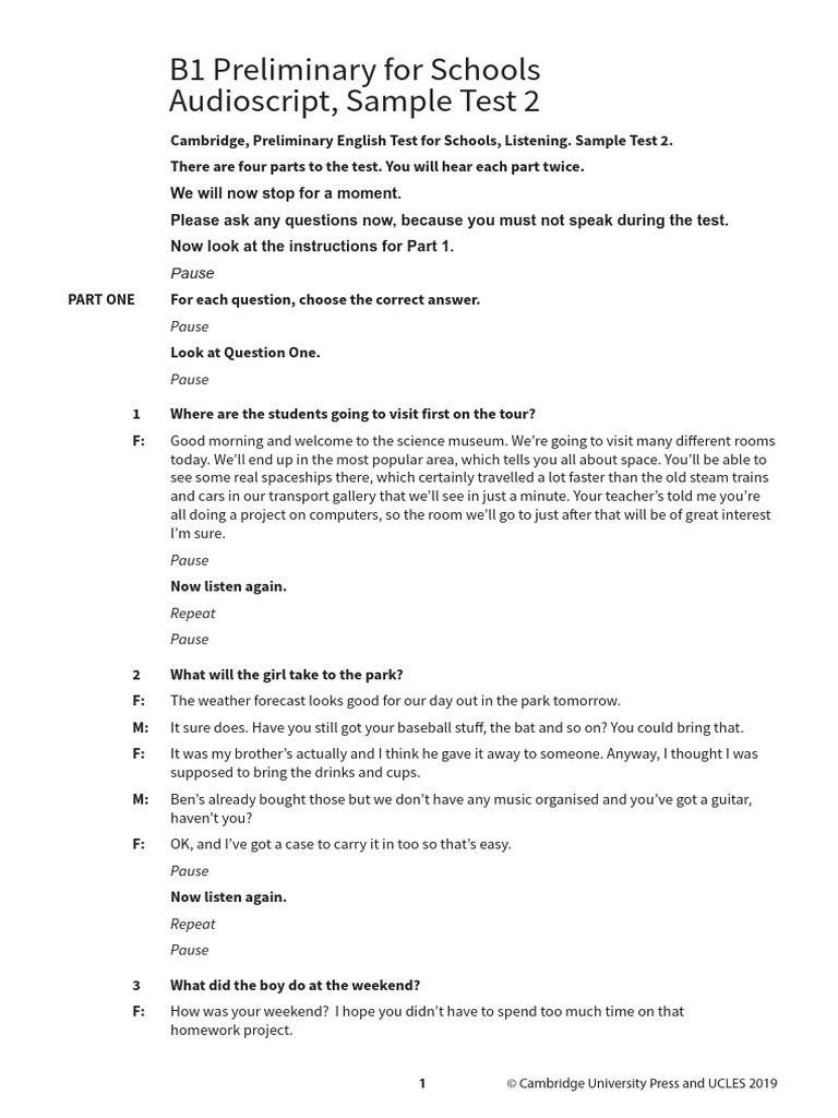 COMPACT PFS Audioscript 2 Test | PDF