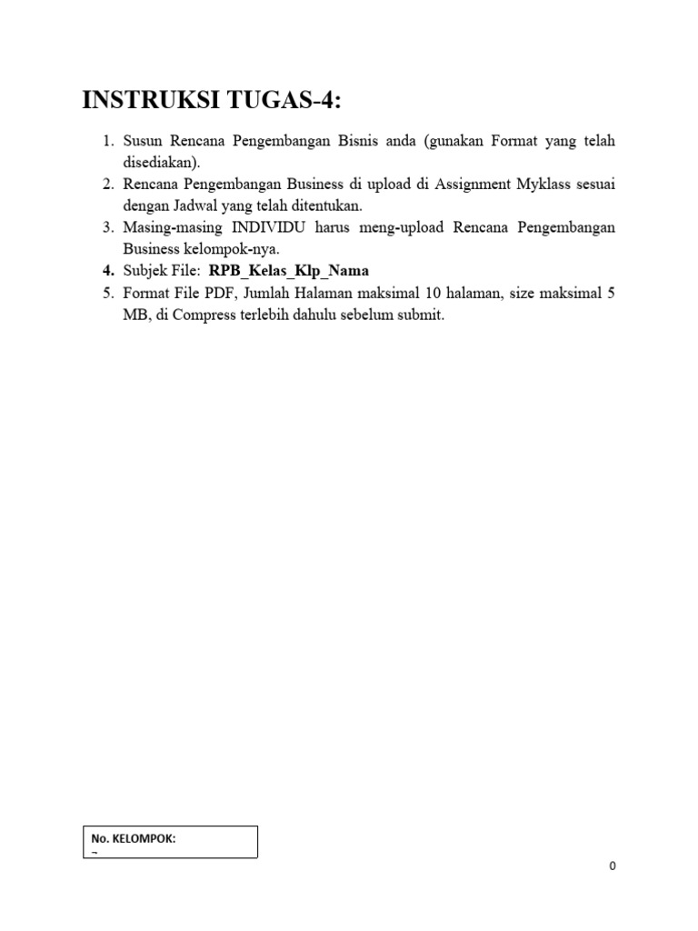 TUGAS 4 RENCANA PENGEMBANGAN BISNIS | PDF