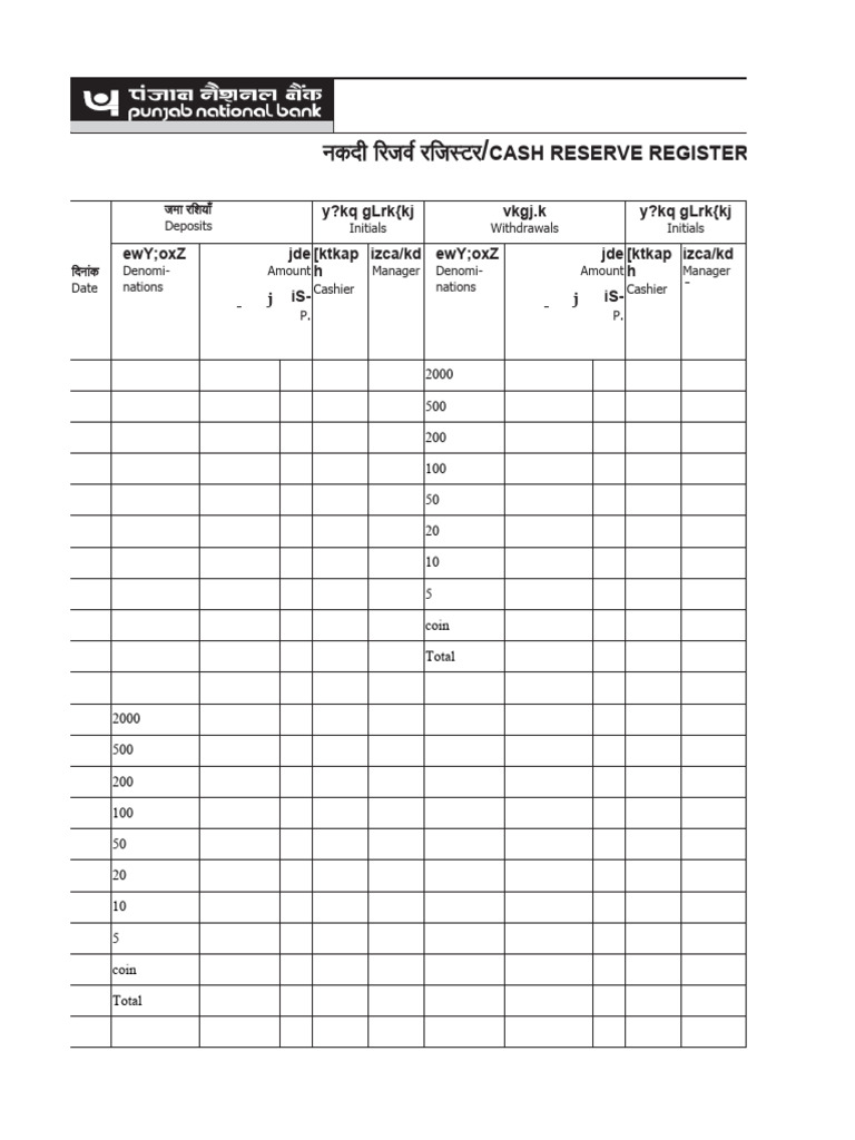 Cash Reserve Register Guide | PDF