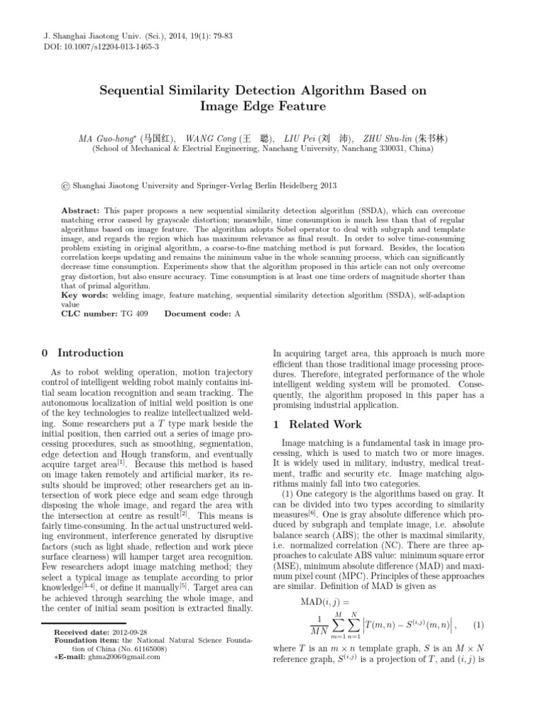 Sequential Similarity Detection Algorithm Based On Image Edge Feature | PDF | Multidimensional ...
