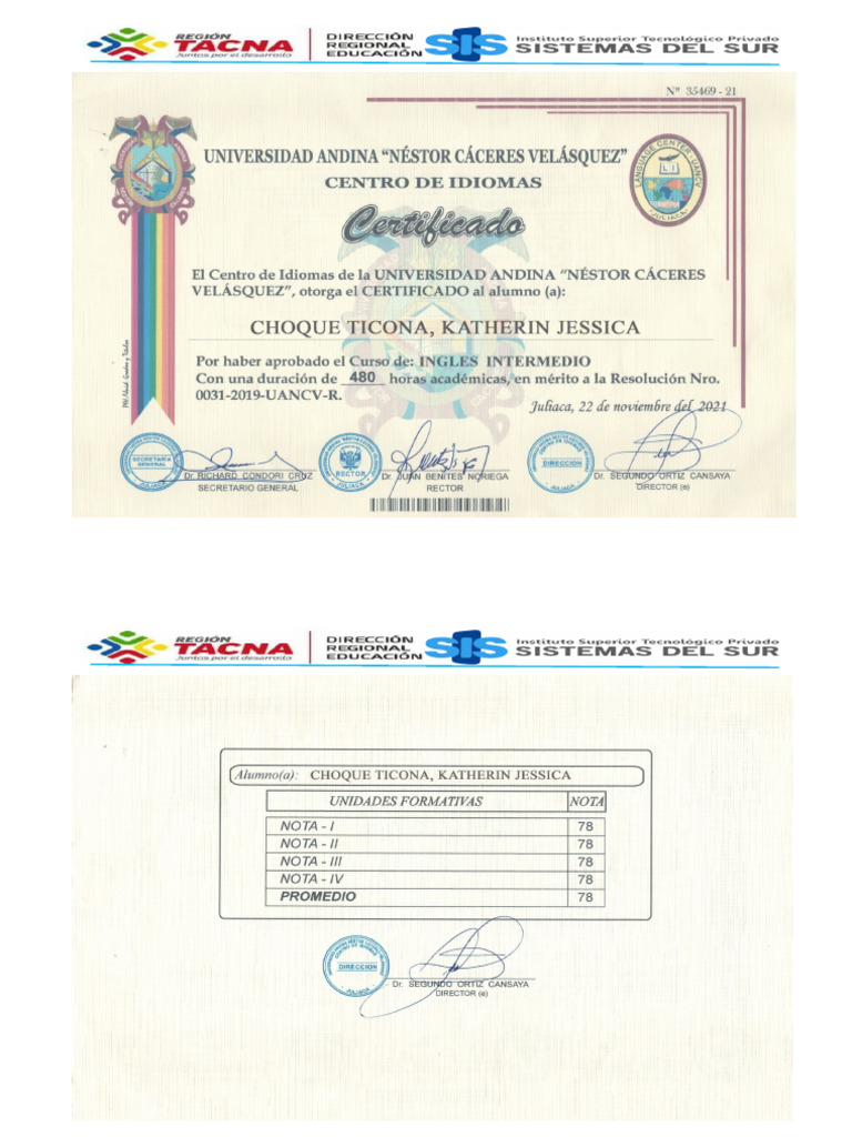 Certificado de Ingles 2 | PDF